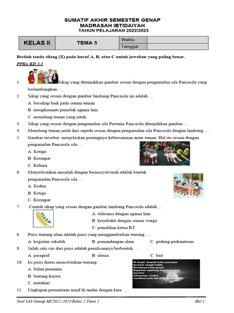 Naskah Kelas 2 Sas 2023 Tema-5 | PDF
