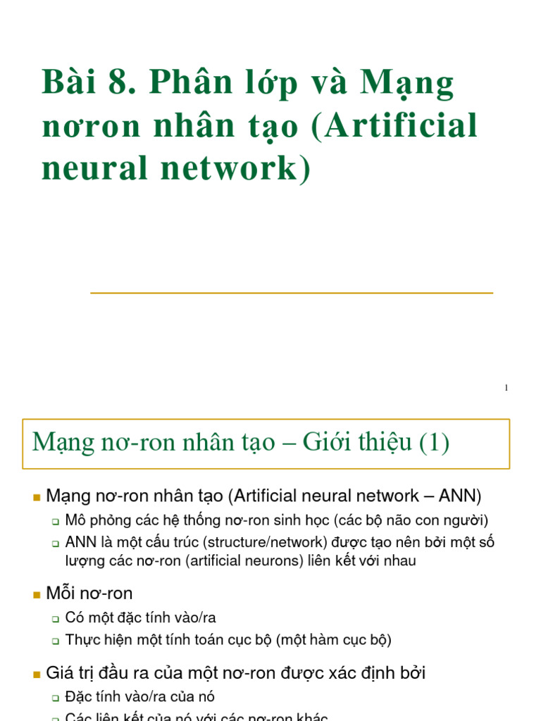 Bài 8. Phân L P Và M NG Nơron Nhân T o (Artificial Neural Network) | PDF