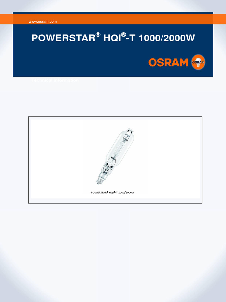 Family Powerstar Hqi T 1000w 2000w | PDF | Equipment | Electrical ...