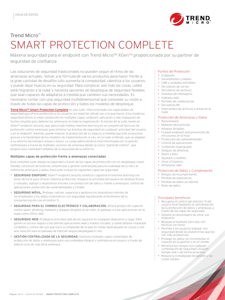 Smart Protection Complete Datasheet Es | Descargar gratis PDF ...