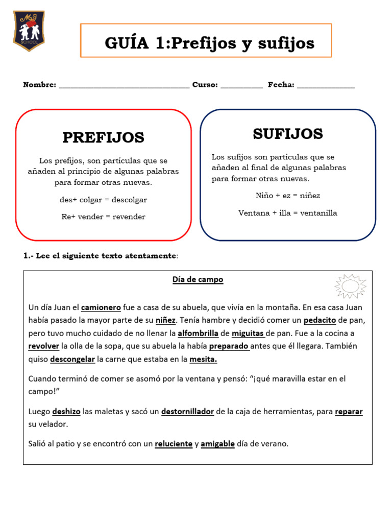 Guia Prefijos y Sufijos 1 | PDF