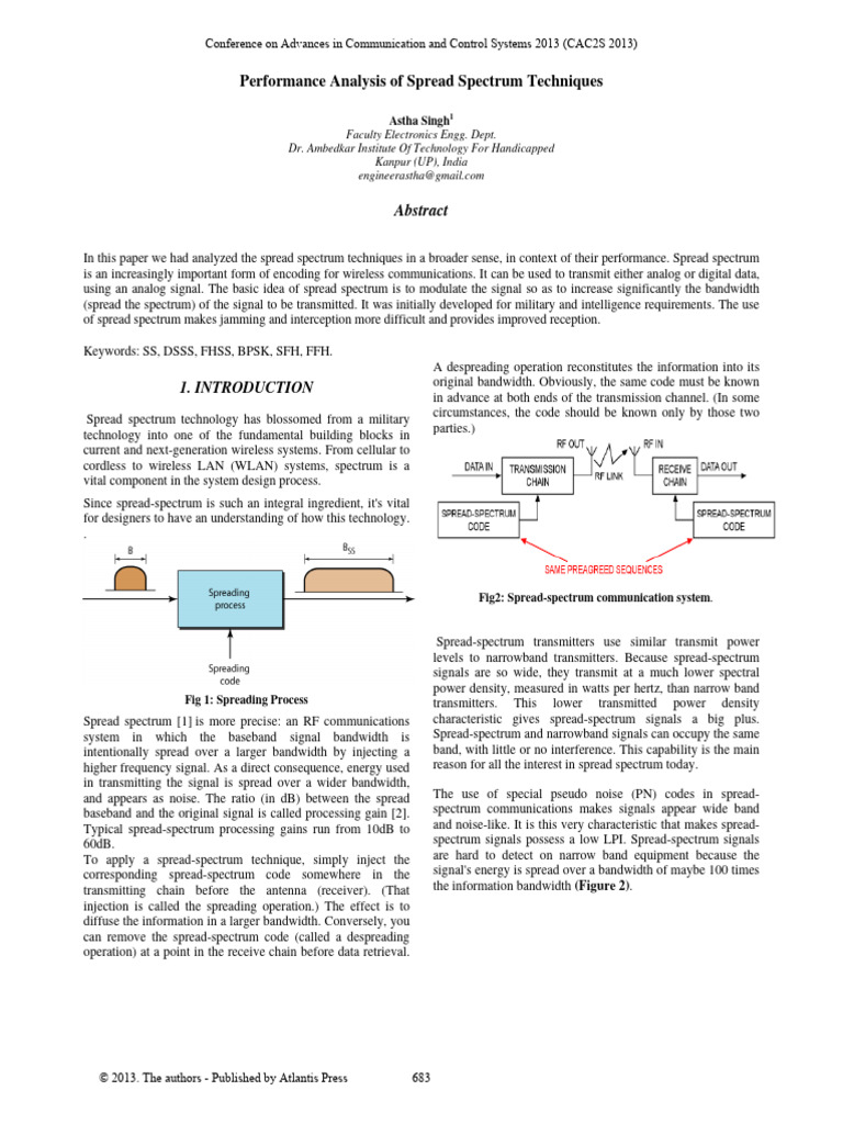 Performance Analysis of Spread Spectrum Techniques | PDF | Modulation | Bandwidth (Signal ...