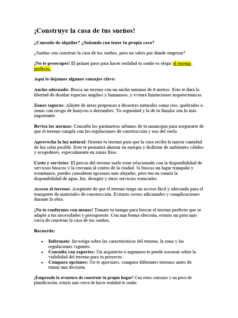 Pasos para construir tu casa | PDF | Arquitecto Pasos para construir tu casa | PDF | Arquitecto