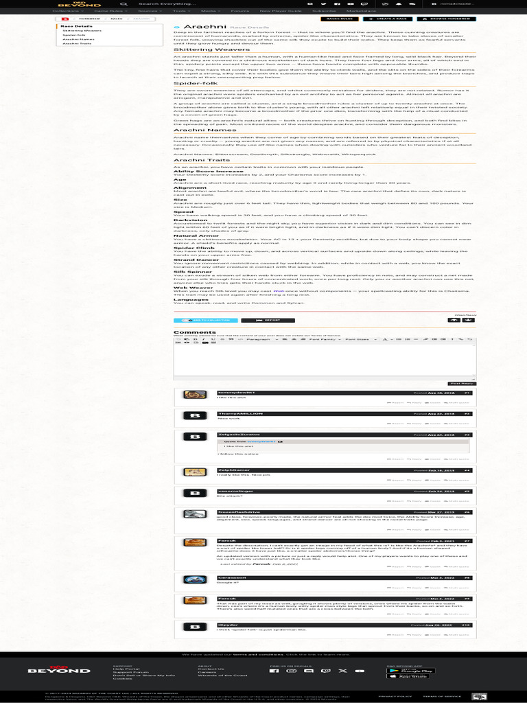 The Arachni Race For Dungeons & Dragons (D&D) Fifth Edition (5e) - D&D Beyond | PDF | Dungeons ...