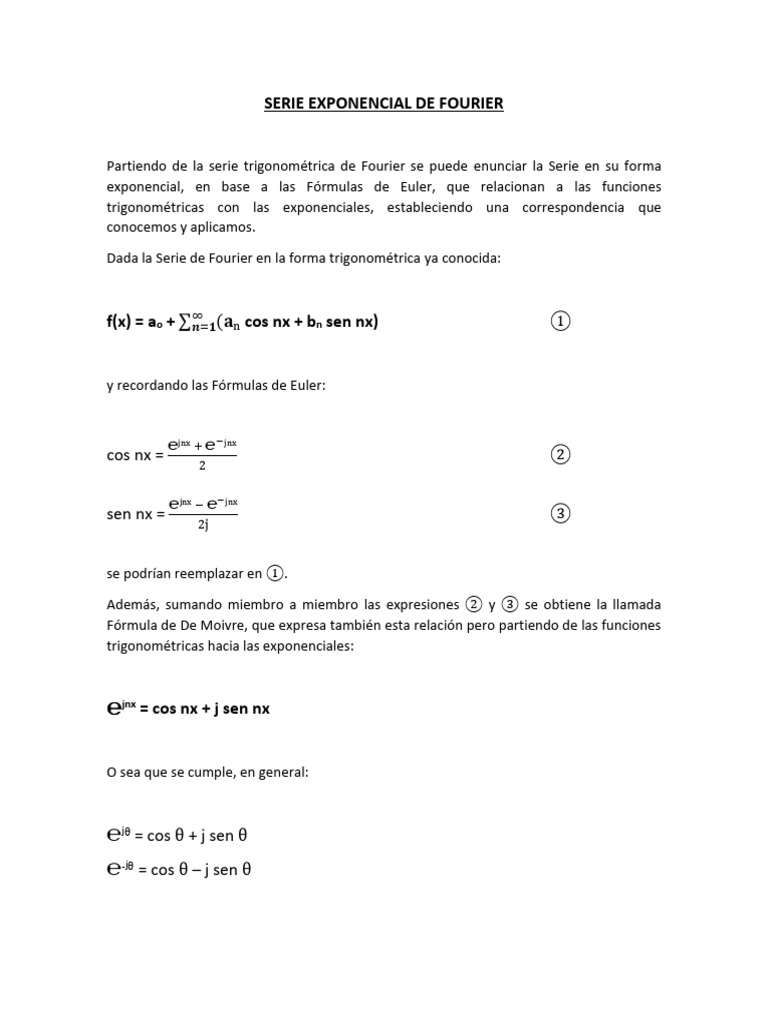 Serie Exponencial de Fourier: Definición y Cálculo | PDF | Integral ...