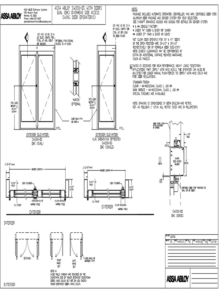 Besam SW200i-OS Offset Overhead Concealed Auto Operator | PDF
