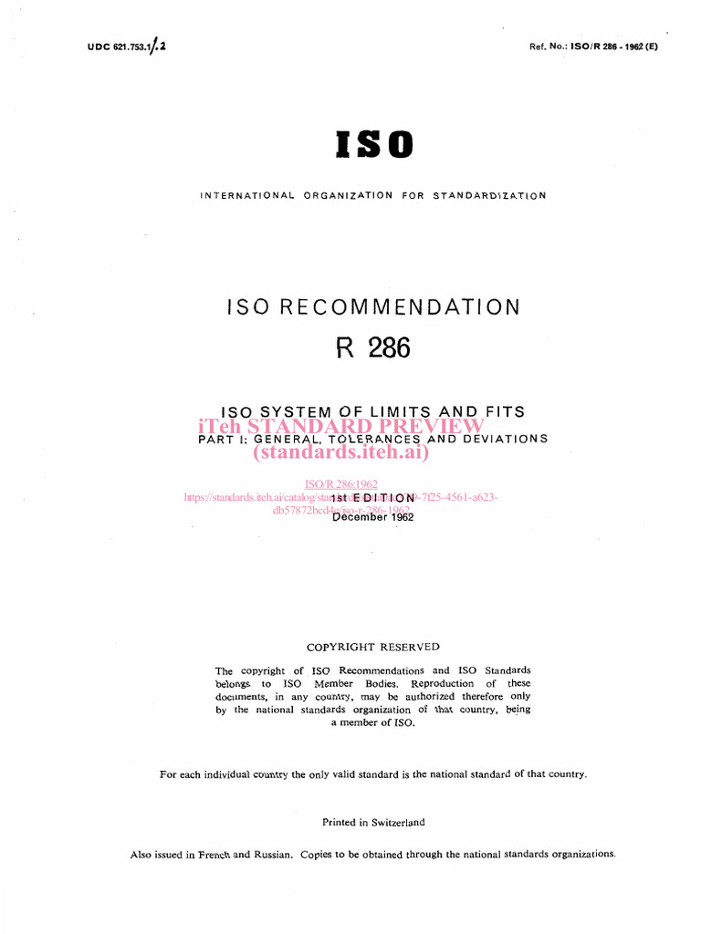 Iso R 286 | PDF | Engineering Tolerance | Metrology