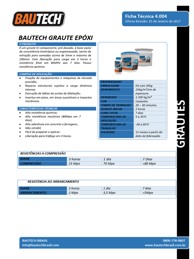 FT 4.004 Bautech Graute Epoxi | PDF | Embalagem e rotulagem | Epóxi