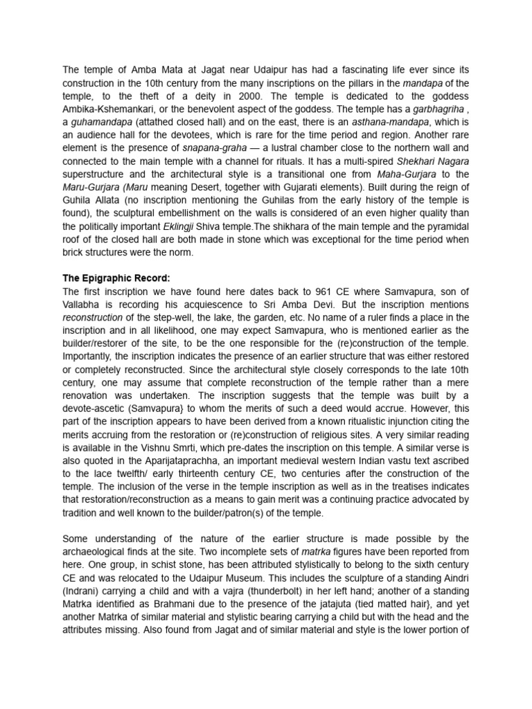 Ambika Mata Temple | Download Free PDF | Devi | Temple