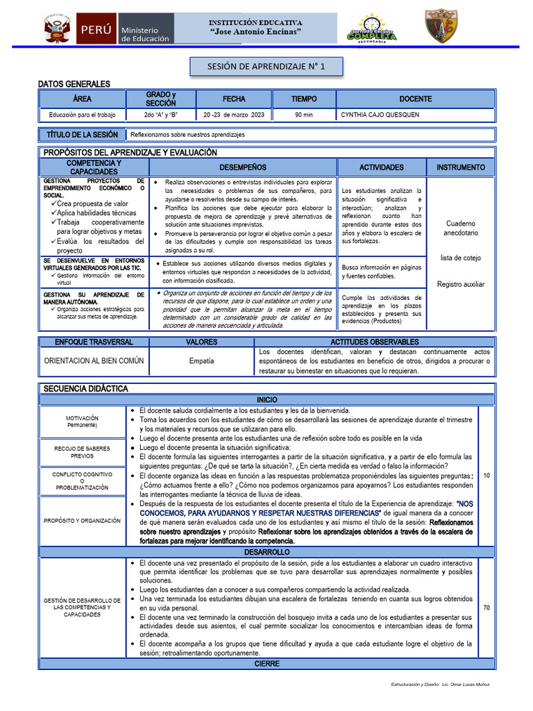 Sesion Segundo Ept | PDF | Aprendizaje | Maestros