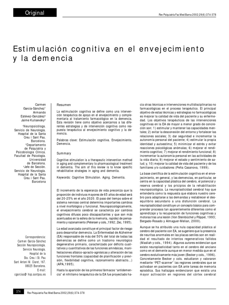 Estim - Cognit.vejez Demencia | PDF | Memoria | Cerebro