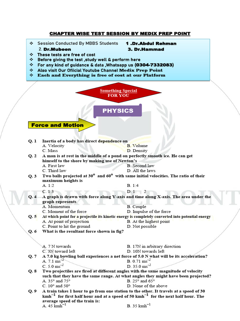 Phy 01-Force and Motion | PDF | Acceleration | Force