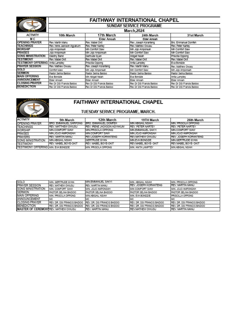 Program | PDF | Christian Worship And Liturgy