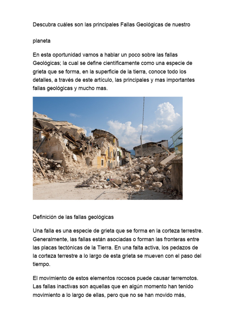 Principales Fallas Geológicas del Mundo | PDF | Falla (geología ...