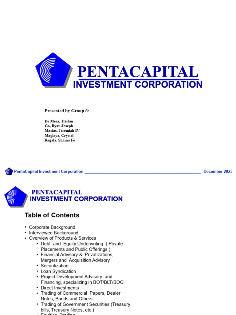 PCIC Profile 2023 December | PDF | Investment Banking | Asset Backed Security