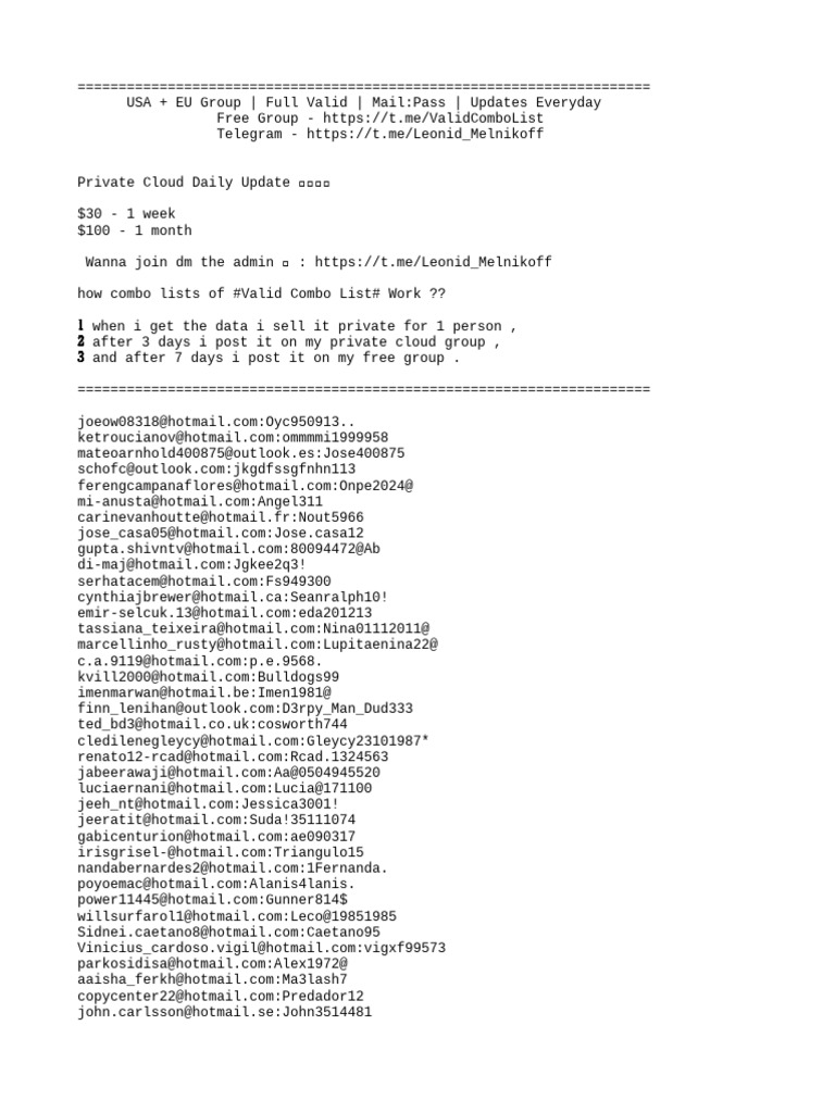 1.1K Hotmail Valid - @validcombolist | PDF | Online Services | Web 2.0