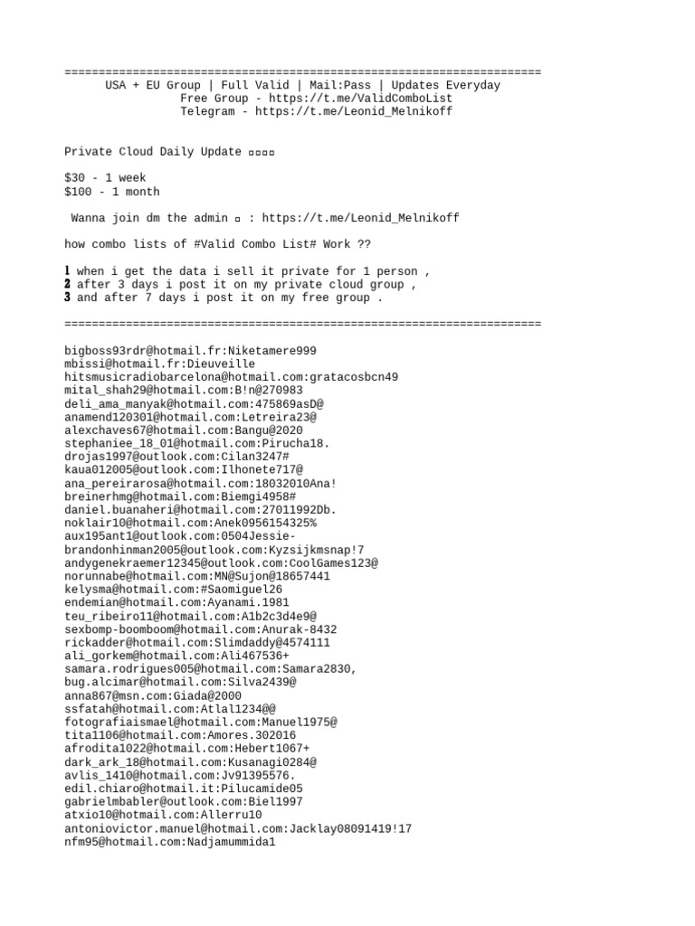 1.6K Hotmail Valid - @ValidComboList | PDF | Online Services | Distributed Computing Architecture