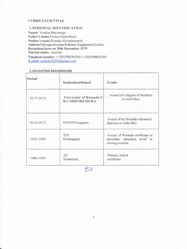 CV Bayisenge Vestine | PDF