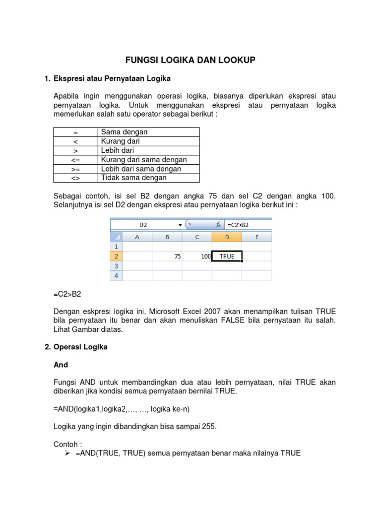 Fungsi Logika dan Lookup di Excel | PDF