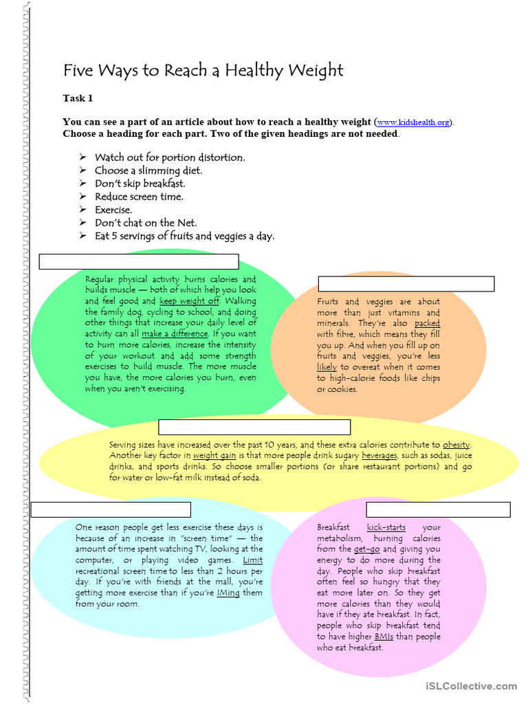 Five Ways to Reach a Healthy Weight | PDF | Dieting | Health Promotion