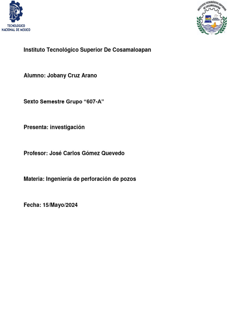 Investigacion Ing Pozos, Jobany | PDF | Viscosidad | Reología