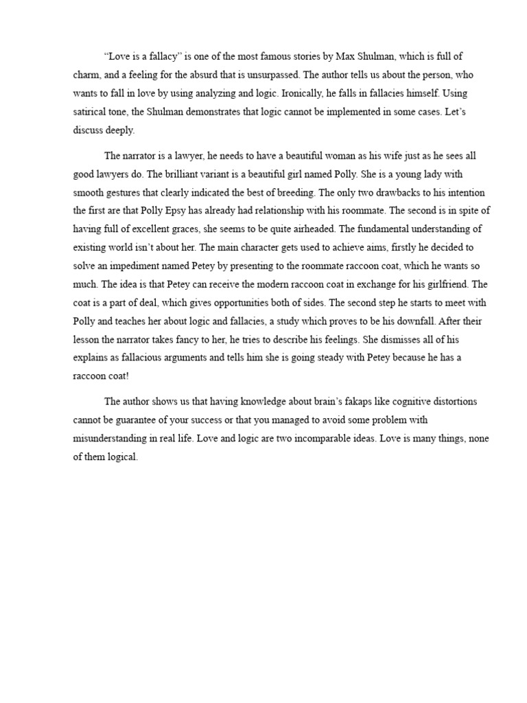 Love Is A Fallacy, Review | PDF