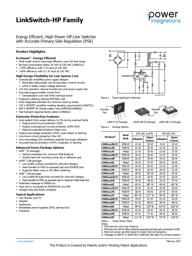 Linkswitch-Hp Family Datasheet | PDF | Power Supply | Electrical Engineering