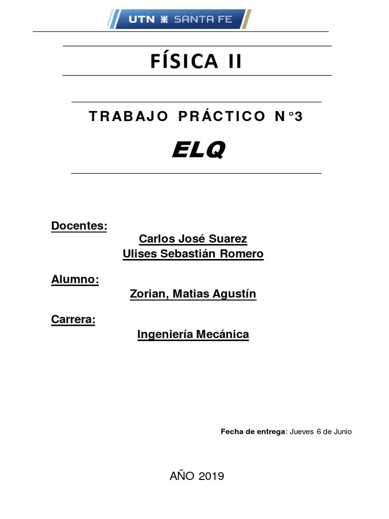 TP ELQ | PDF | Campo eléctrico | Electricidad