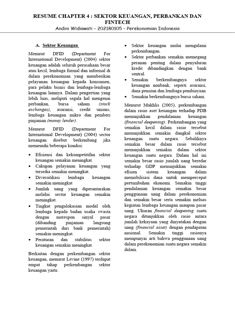 Resume Chapter 4 Perekonomian Indonesia | PDF