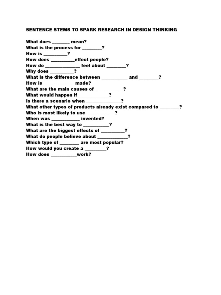 Sentence Stems For Research | PDF | Career & Growth | Computers
