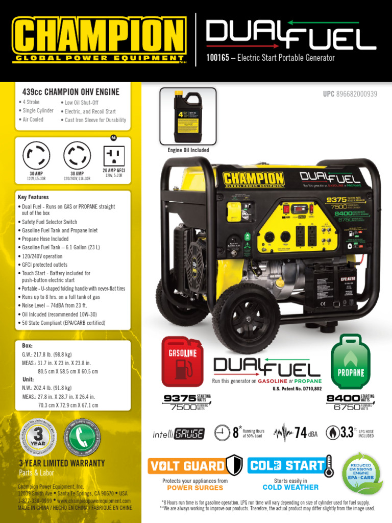 Champion | PDF | Propane | Gasoline