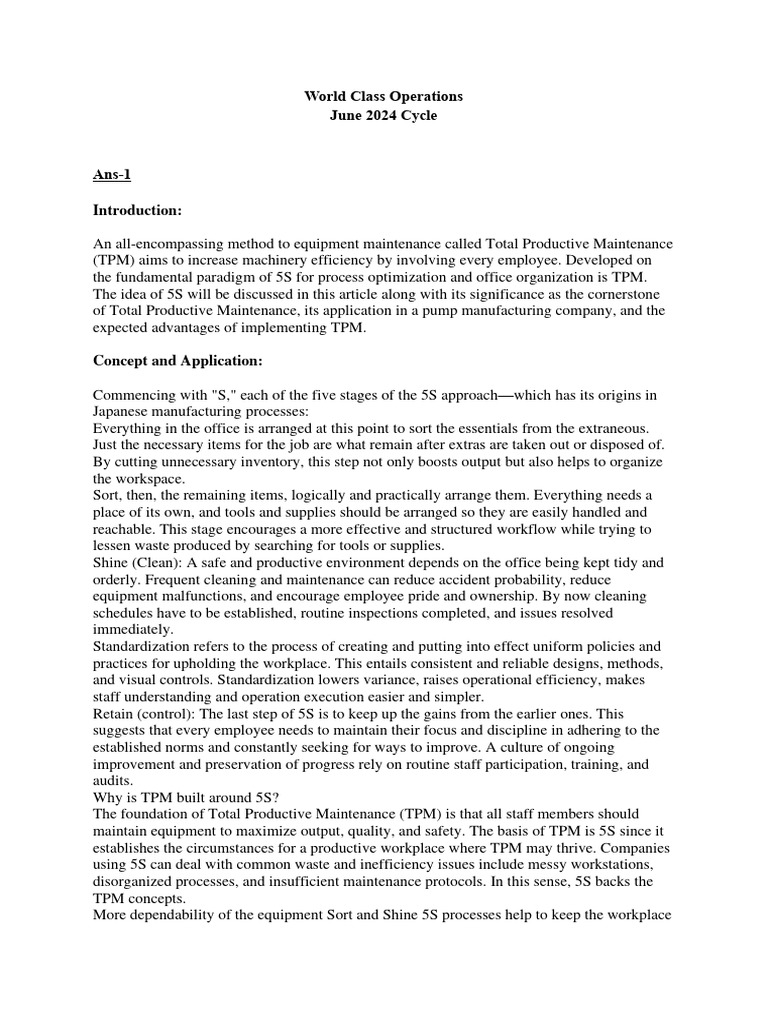 World Class Operations | PDF | Quality Management | Quality (Business)