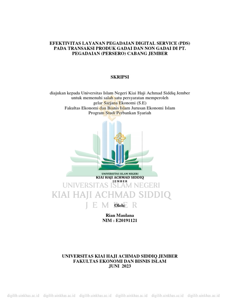 Contoh Skripsi Kating Tentang Pegadaian Pds | PDF