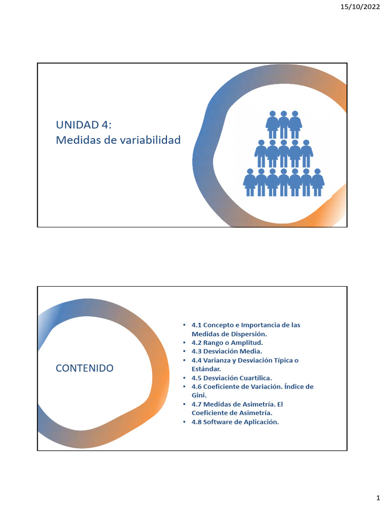 Unidad 4 - Medidas de Dispersión | PDF | Oblicuidad | Diferencia