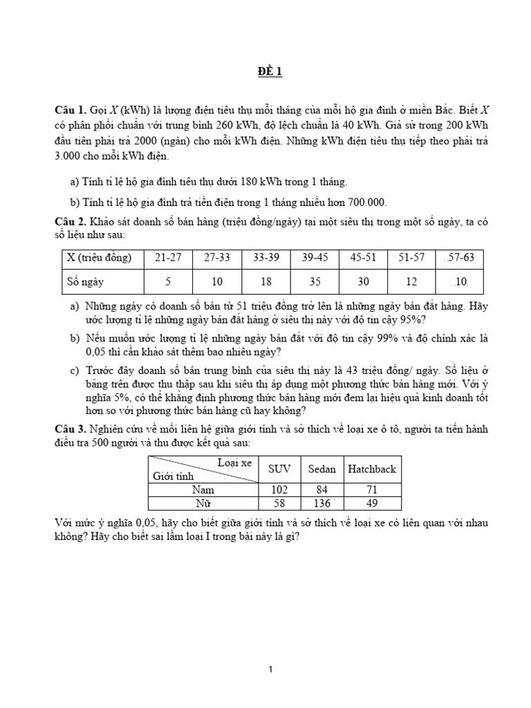 Mau de On Tap XSTK - 2024 | PDF
