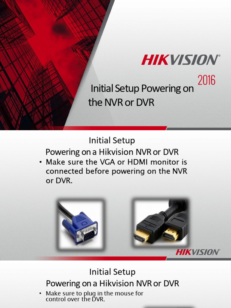 Initial Setup Powering On The NVR or DVR | PDF
