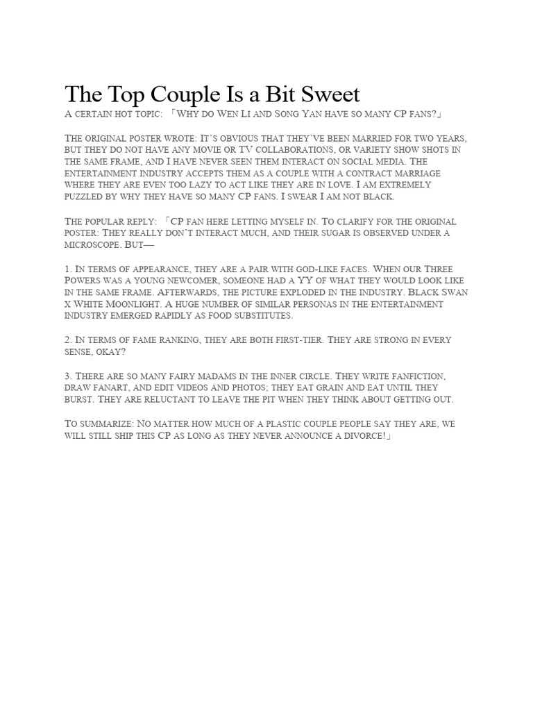 The Top Couple is a Bit Sweet | PDF