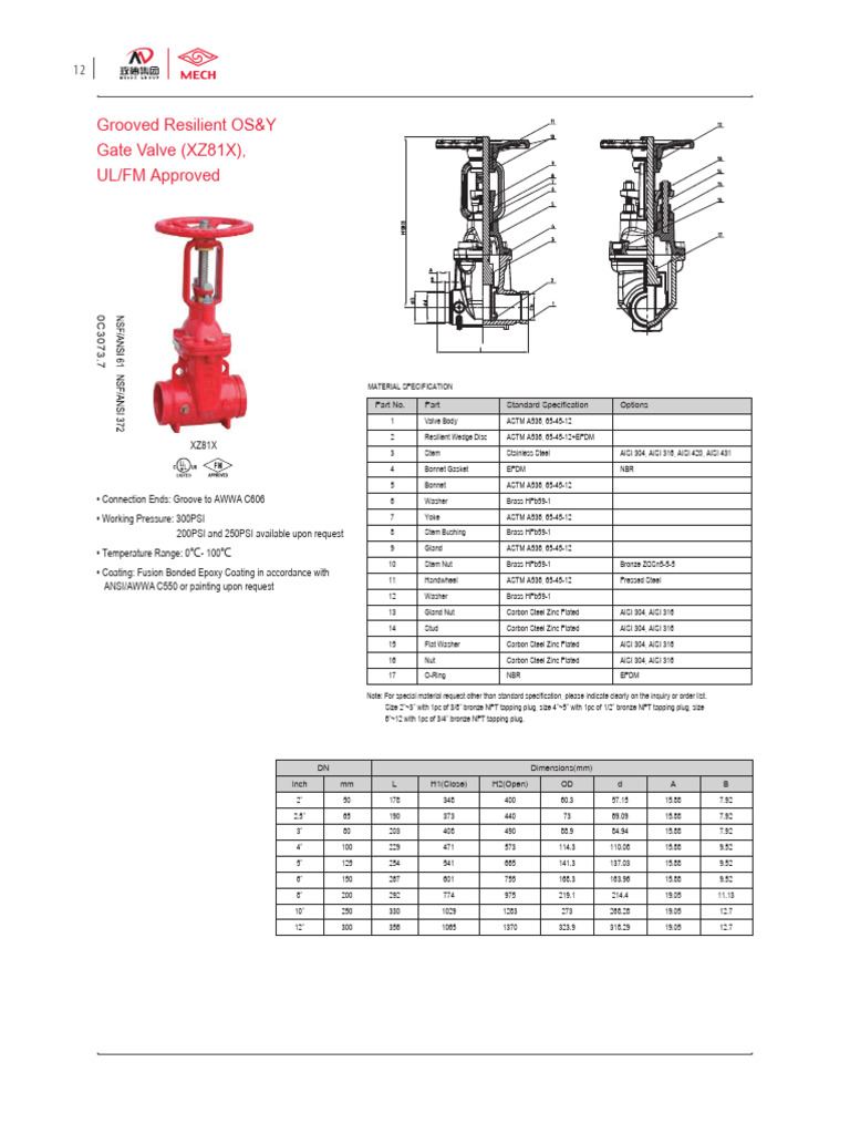 Ficha Tecnica Valvula Cortina Ranurada OSY | Download Free PDF | Valve | Building Materials