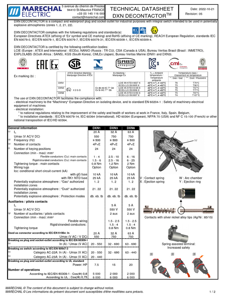 DXN Decontactor Technical Datasheet | PDF | Electrical Connector ...