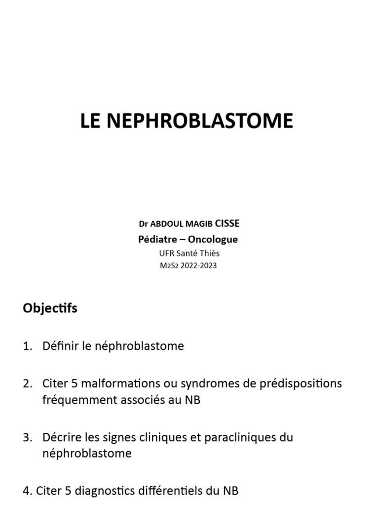 Néphroblastome : Diagnostic et Traitement | PDF | Cancer | Métastase
