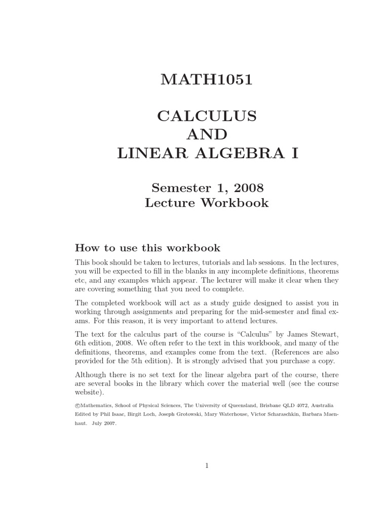 Calculus and Linear Algebra I | PDF | Complex Number | Determinant
