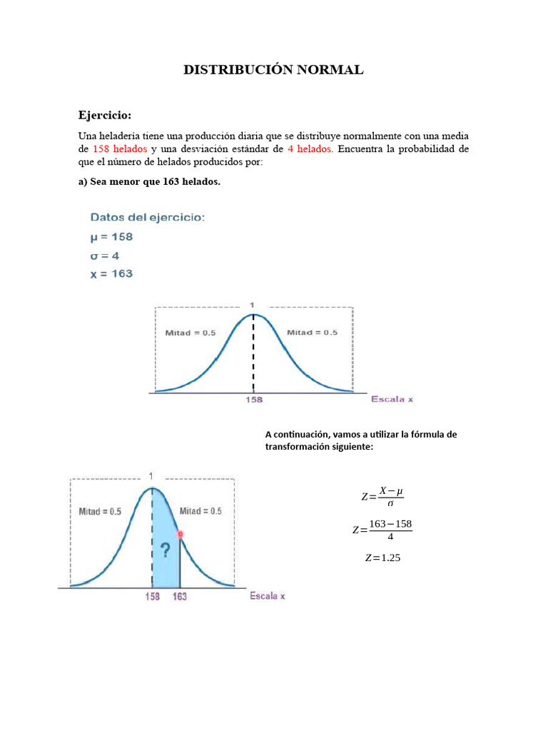 DISTRIBUCIÓN NORMAL Ejercicio | PDF | Distribución normal | Desviación Estándar
