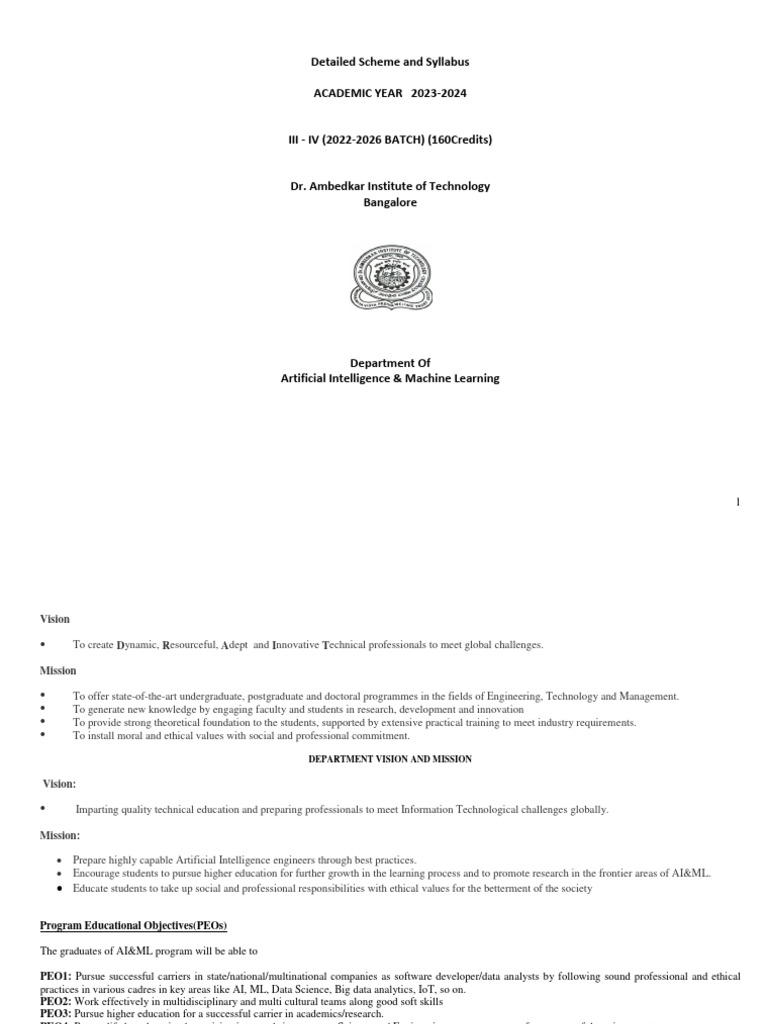 III and IV Sem AIML Syllabus 2023 | PDF | Thread (Computing) | Process ...