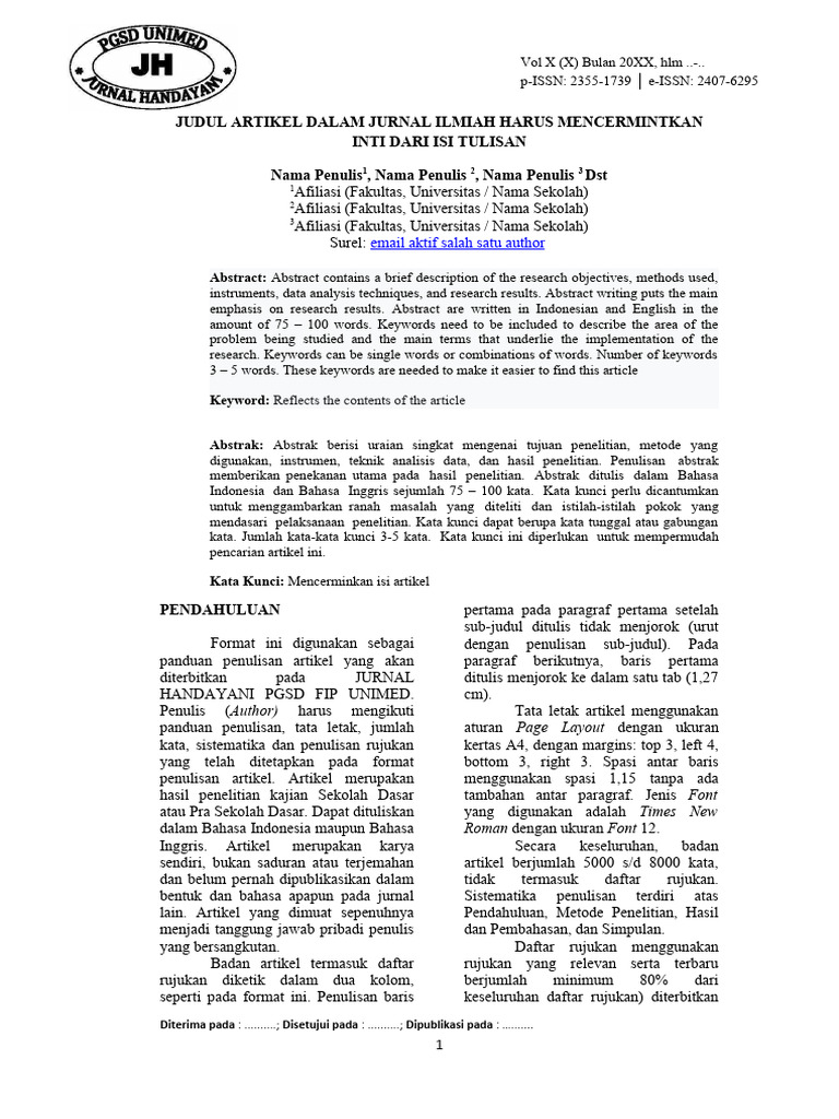 Template Artikel Jurnal Handayani | PDF