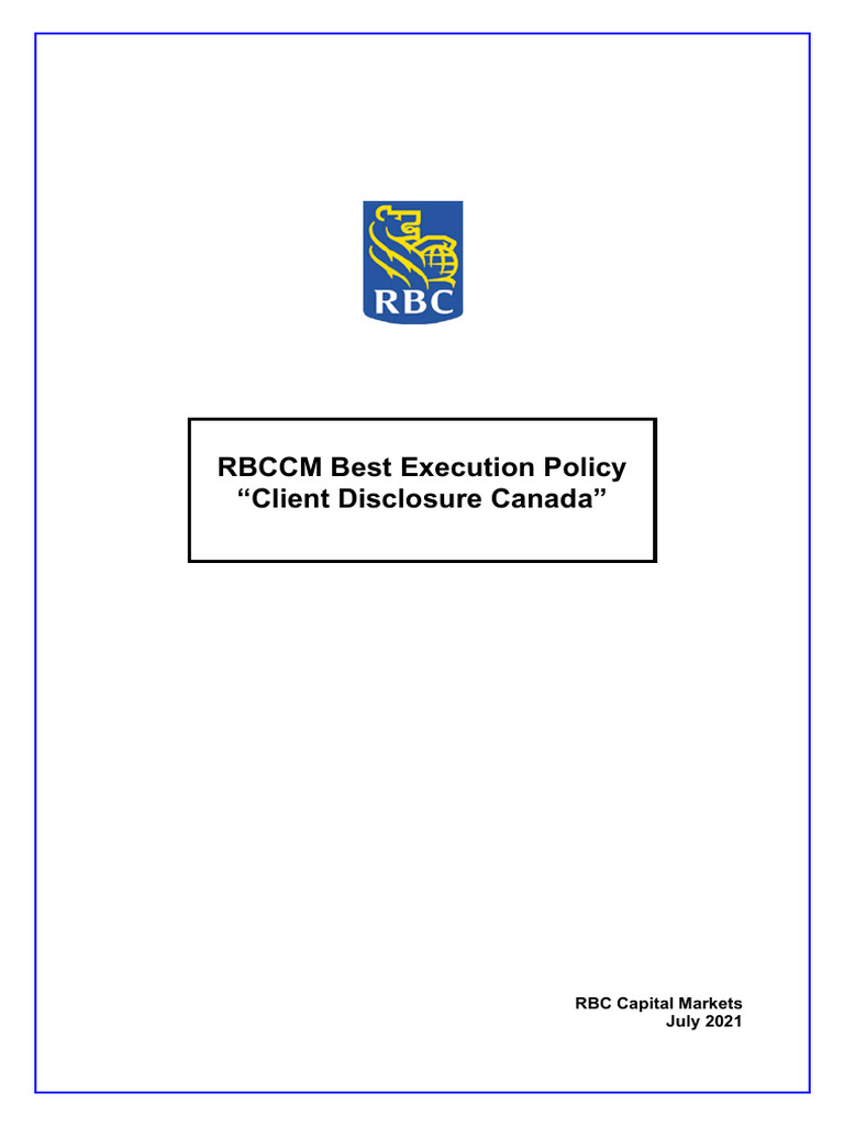 Best Execution Disclosure | PDF | Swap (Finance) | Order (Exchange)