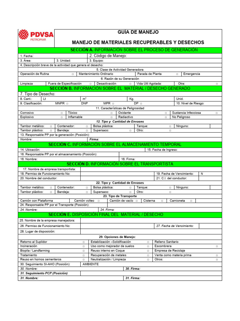 Guia de Manejo Petropiar | PDF | Residuos | El plastico