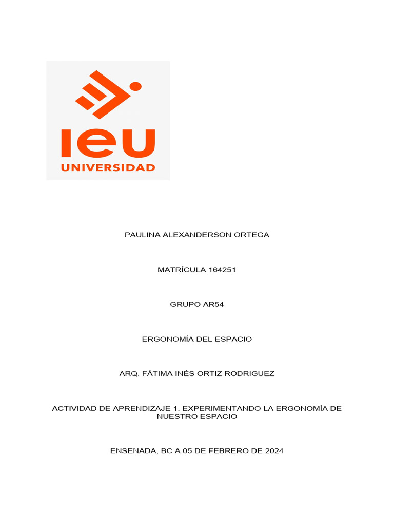 Act. 1. Experimentando La Ergonomía Del Espacio | PDF | Factores ...