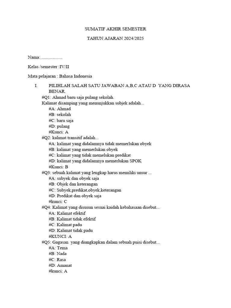 Psatp Bindo Iv 2023 2024 | PDF | Kajian Bahasa Asing