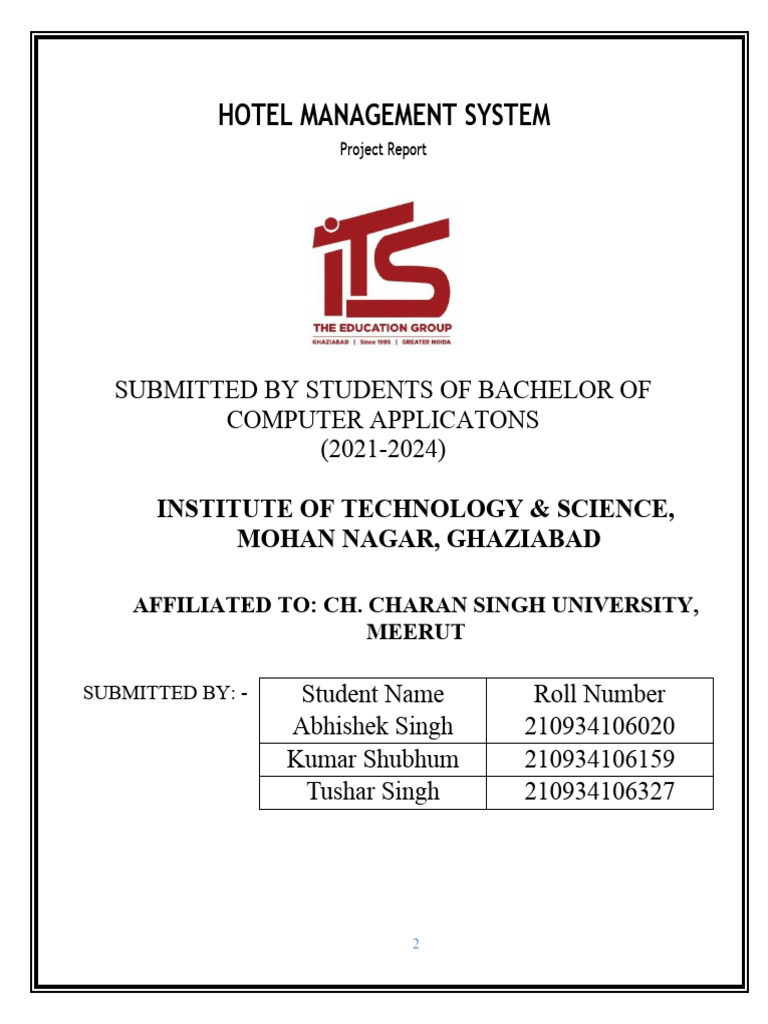 Hotel Management System | PDF | Computer Science | Software