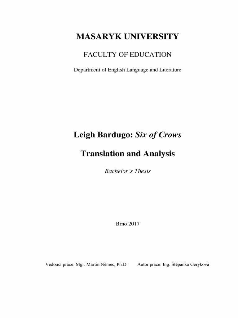 BachelorThesis GerykovaStepanka Archive | PDF | Linguistics | Liberal Arts Education